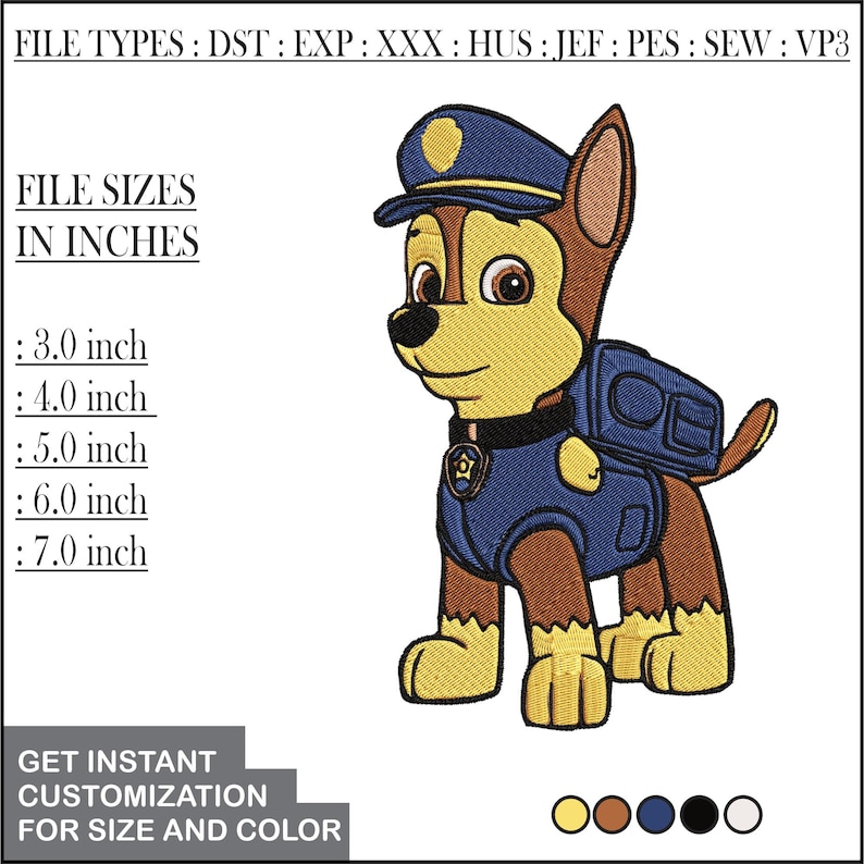 Police Dog Embroidery Design | K9 Officer Puppy Machine File | Cartoon ...