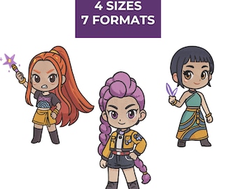 Rumi Embroidery Design, Huntrix Girls Embroidery, Kpop Demon Hunters Embroidery, Huntrix ...