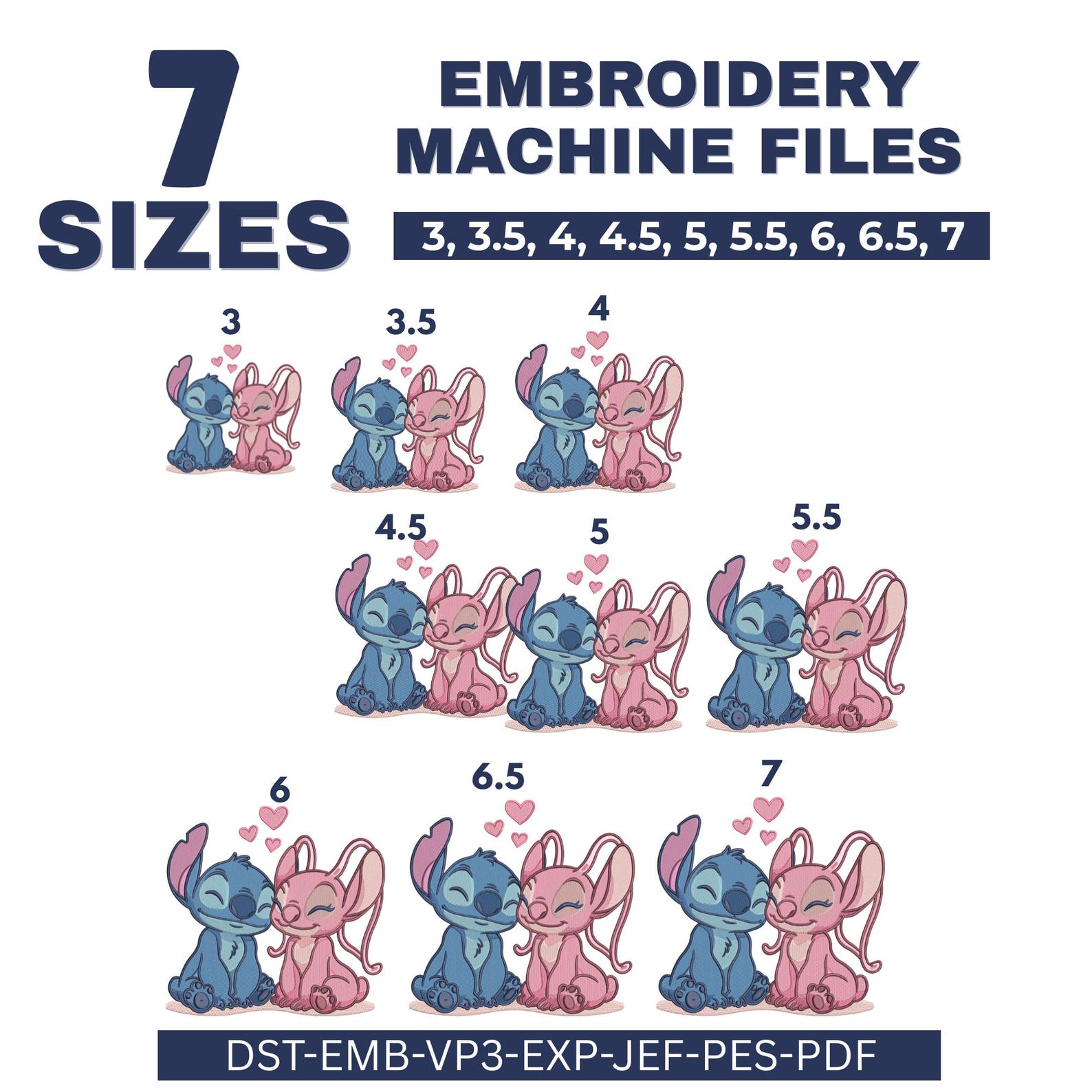 Stitch With Heart Embroidery Design | Cute Stitch and Angel Embroidery ...