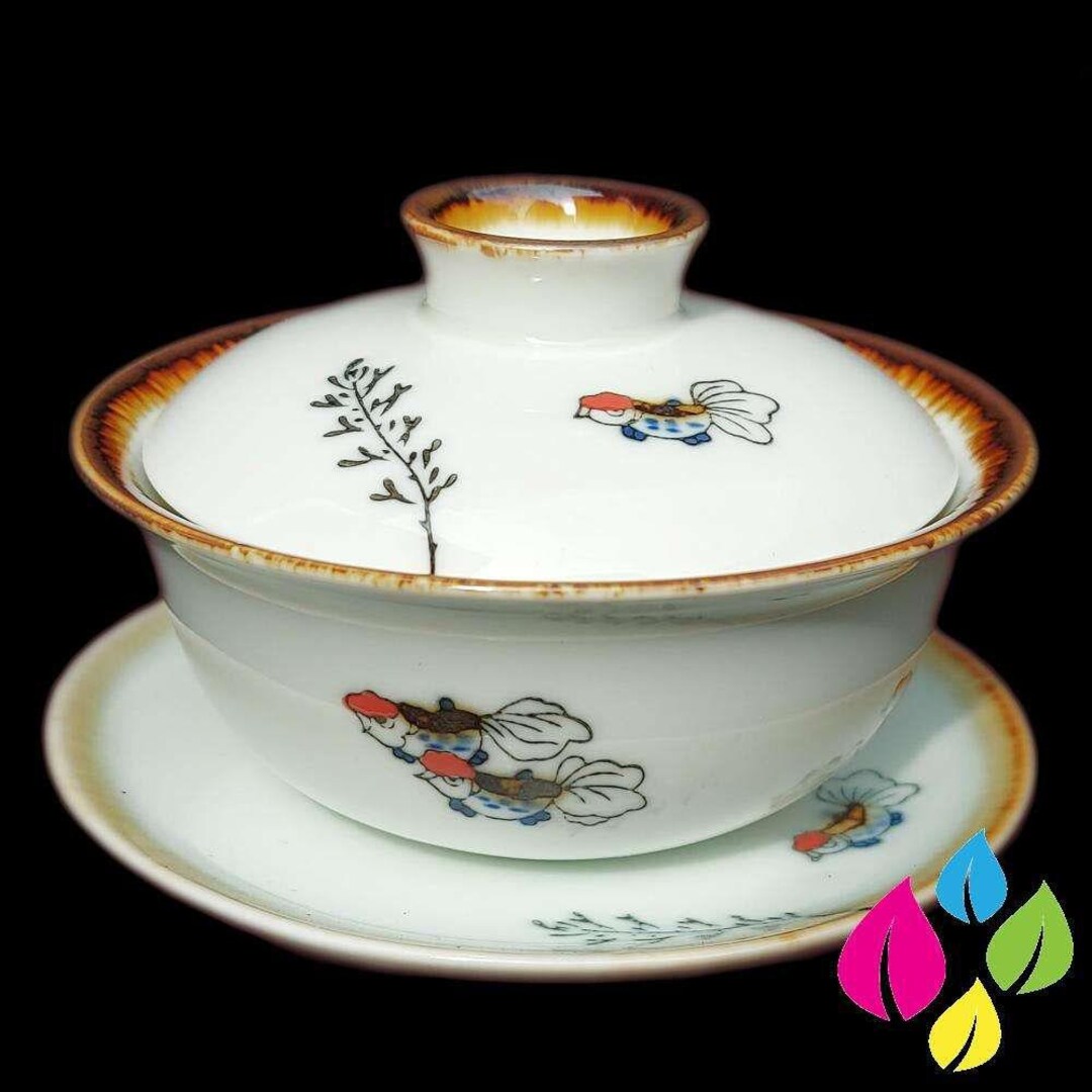 170 Ml Gaiwan - Hand Painted Gold Fish - Etsy