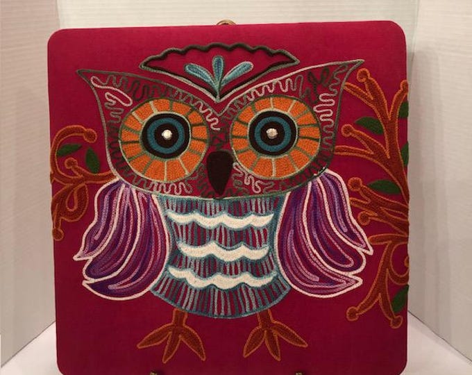 Vintage Handmade Kuna Indian Owl Mola Embroidered Applique Wall Art ...