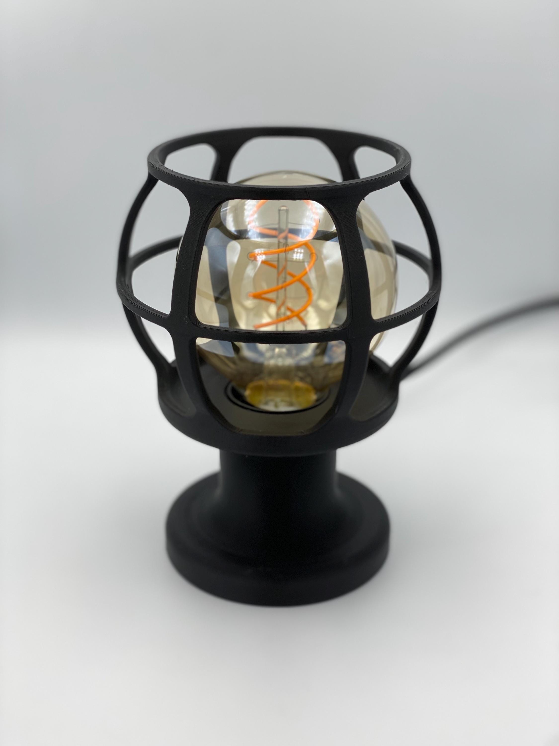 Industrial Cage Lamp Vintage Style Edison Bulb Table Lamp Bedside ...