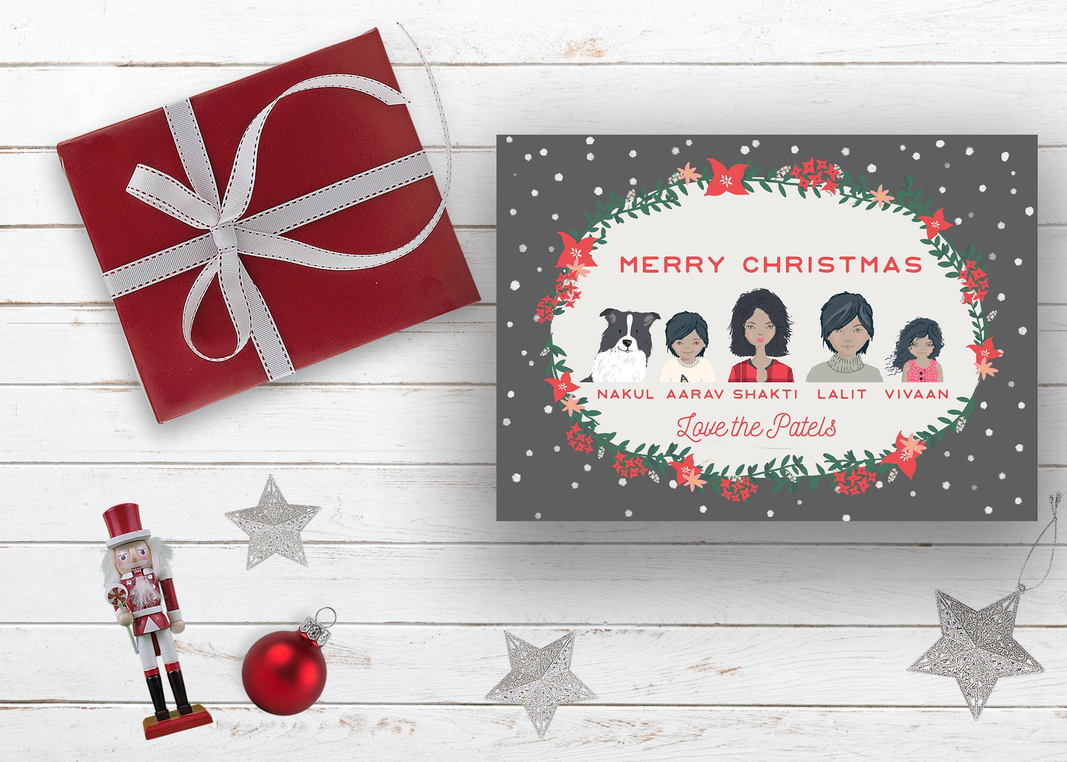 Custom Family Christmas Card, Custom Illustrated Family Portrait ...