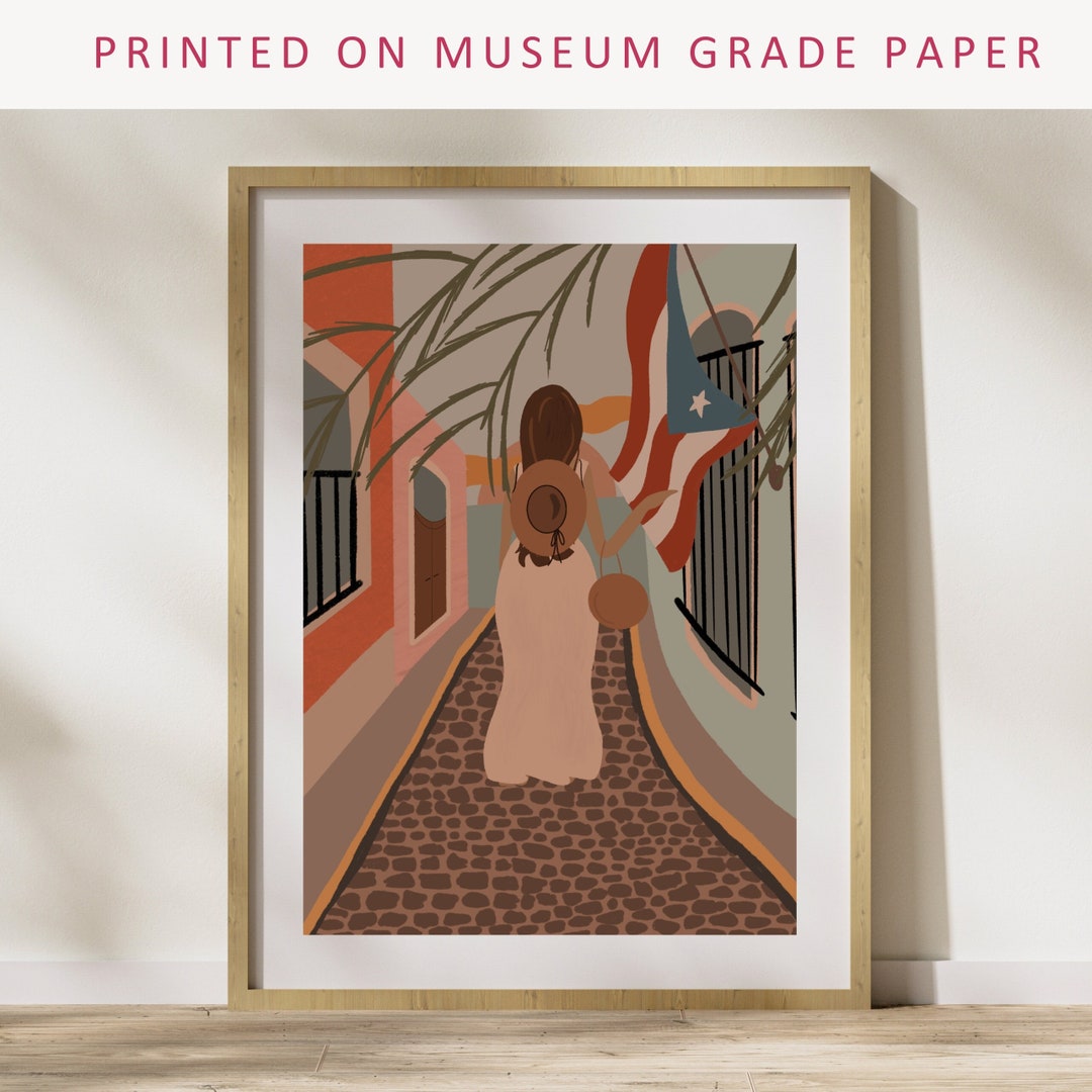Old San Juan Art, Puerto Rico Boriqua Woman Illustration - Digital ...