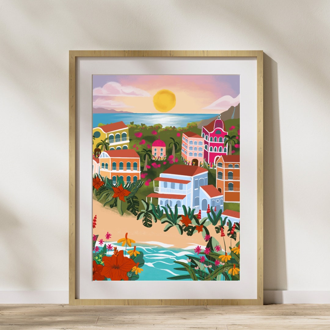 Puerto Rico Art Print Old San Juan Art Print Tropical and Colorful ...
