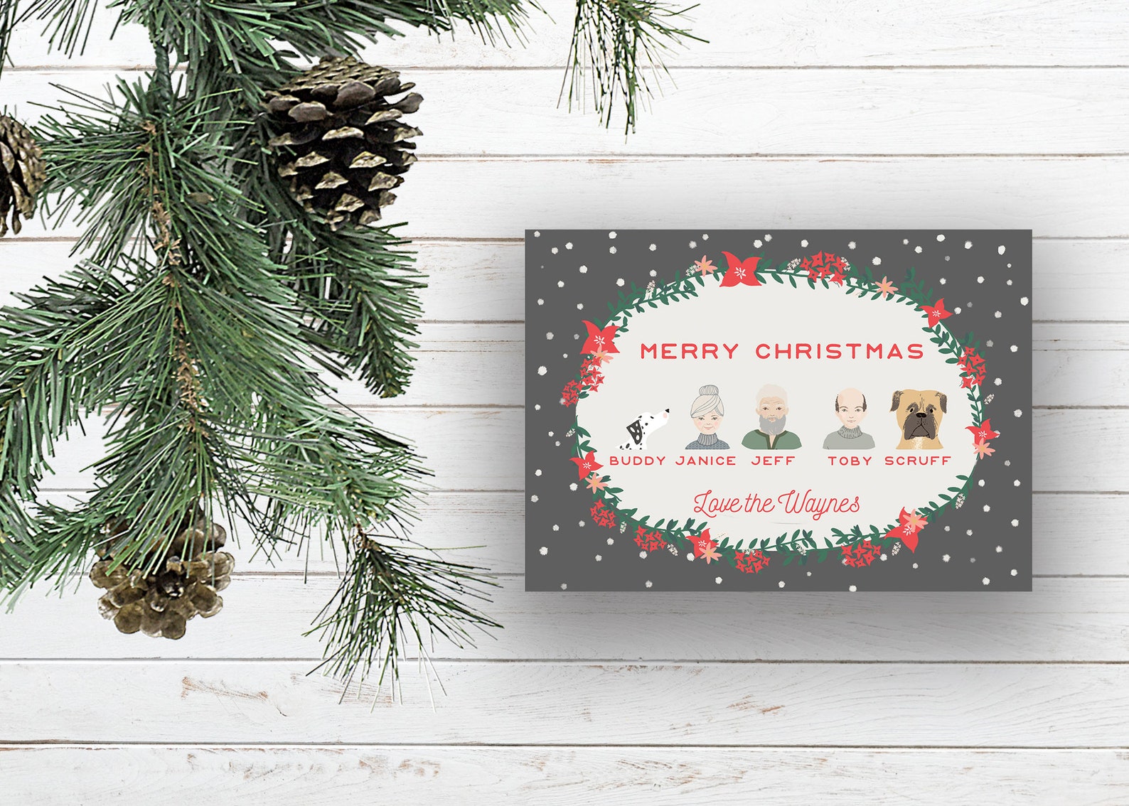 Custom Family Christmas Card, Custom Illustrated Family Portrait ...