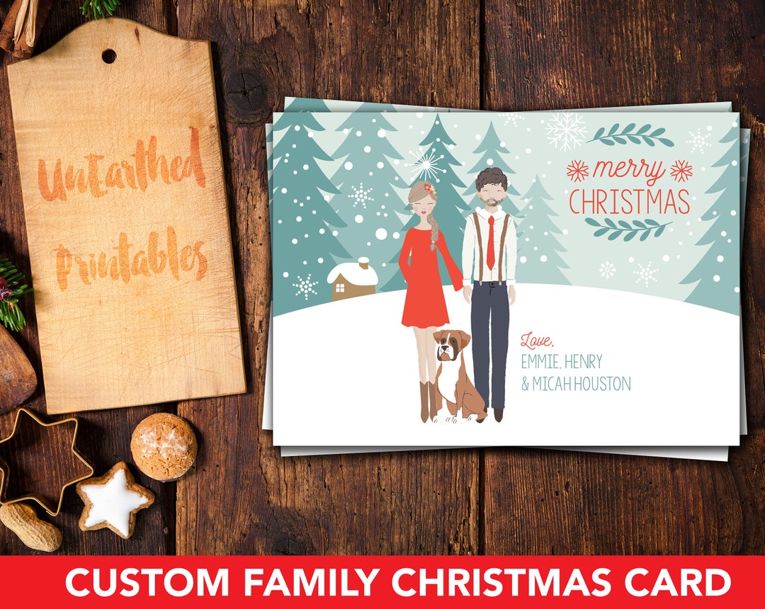 Custom Family Christmas Card, Custom Illustrated Family Portrait ...