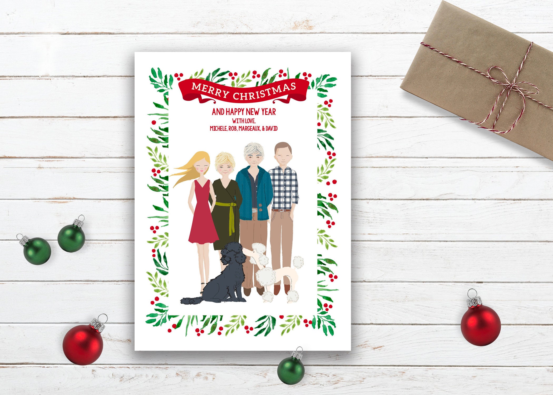 Custom Family Christmas Card, Custom Illustrated Family Portrait ...