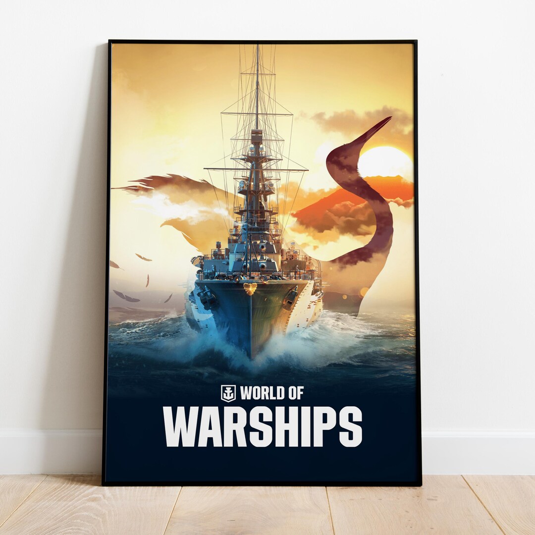 World of Warships Poster | Warship Wall Decor | Rolled Canvas Print ...