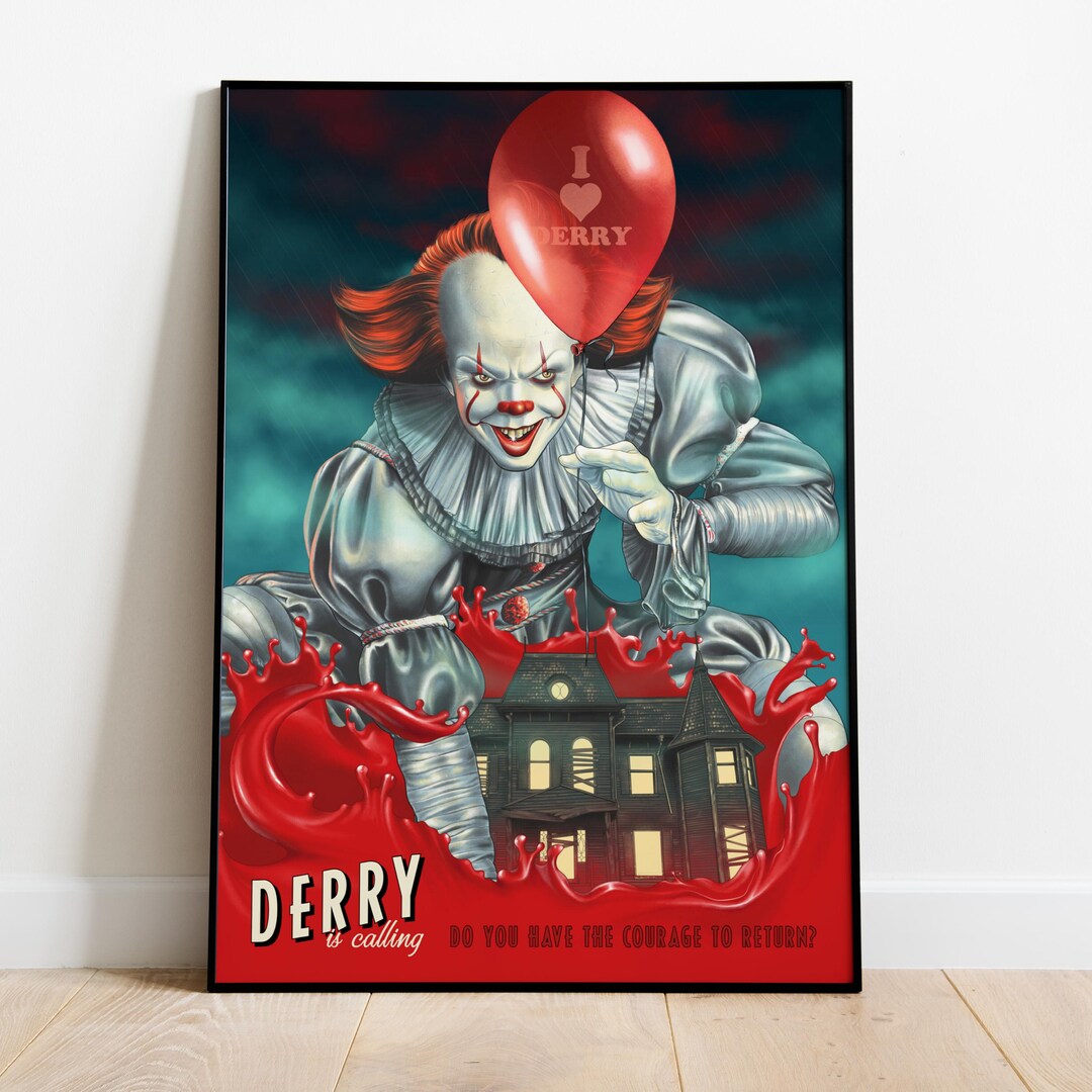 IT Pennywise Poster | Horror Movie Wall Decor | Rolled Canvas Print ...