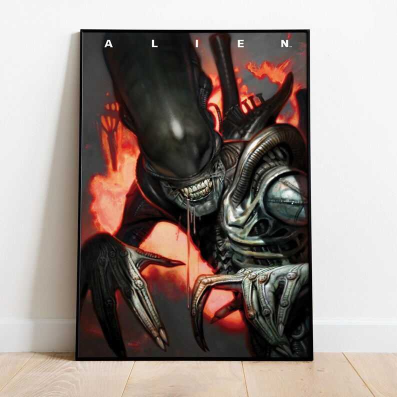 Alien Xenomorph Poster | Classic Film Wall Decor | Rolled Canvas Print ...