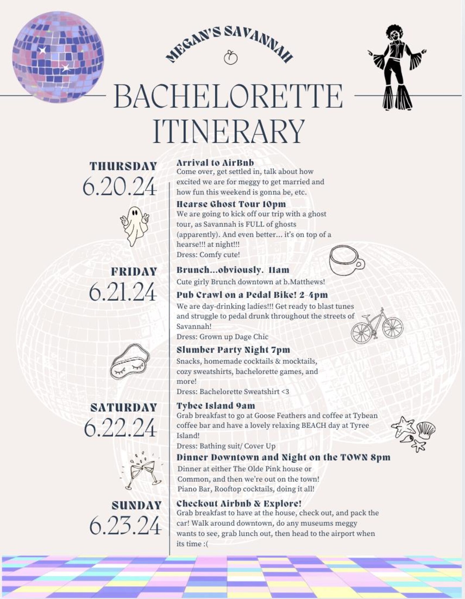 Disco Bachelorette Itinerary Template | Editable Canva Party Weekend ...