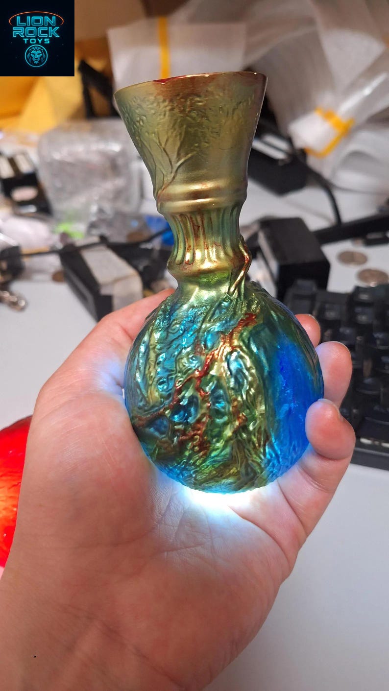Glowing Potion Flask – Hand-painted Soulslike Gamer Decor, Crimson or ...