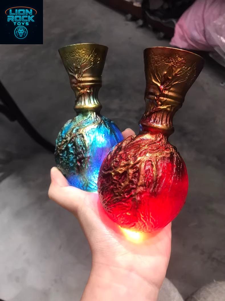 Glowing Elden Ring Flask: Hand-painted Gamer Decor Crimson or Cerulean ...