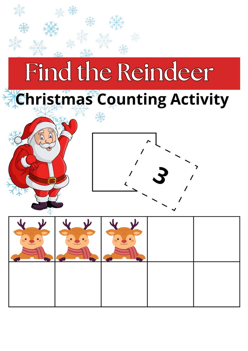 Find the Reindeer–christmas Counting Activity | Preschool Math ...