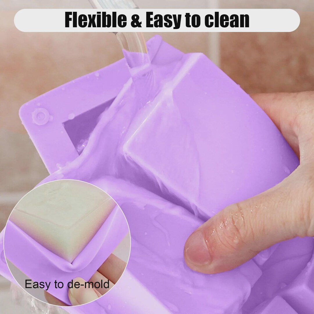 40+ Silicone Soap Mold 6 Cavity – DIY Handmade Soap Making Tray (purple ...