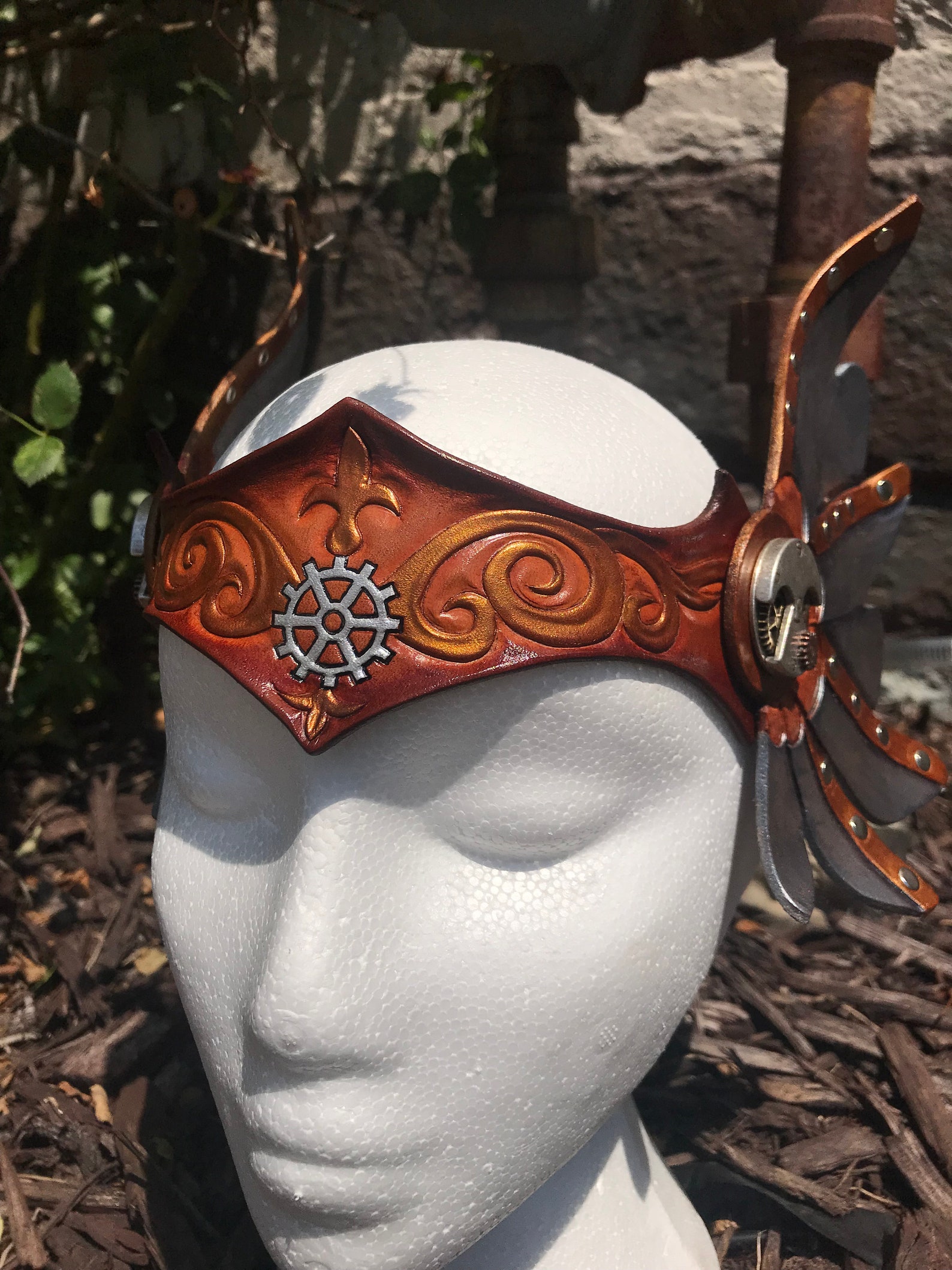 Custom Steampunk Winged Leather Circlet - Etsy