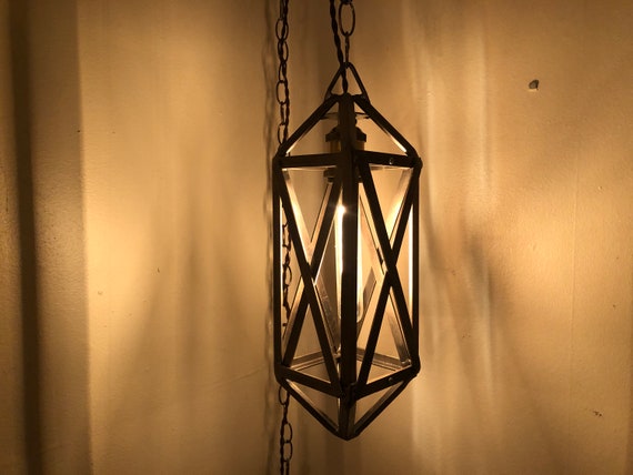 Steel Pendant Lamp Steel Swag Lamp Industrial Swag Lamp With Chain Hanging Lamp With Chain Rustic Swag Lamp Industrial Pendant Etsy