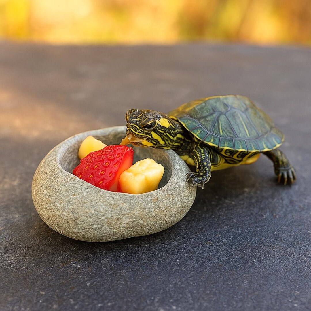 Natural Stone Turtle Bowl | Handmade River Pebble Feeding Dish for ...