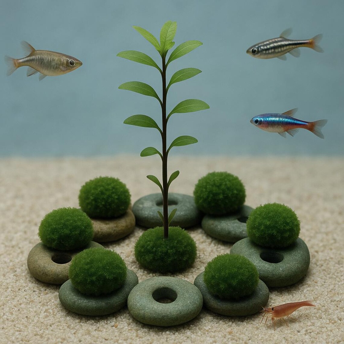 Natural River Stone Aquarium Plant Holder – Handmade Drilled Pebble ...
