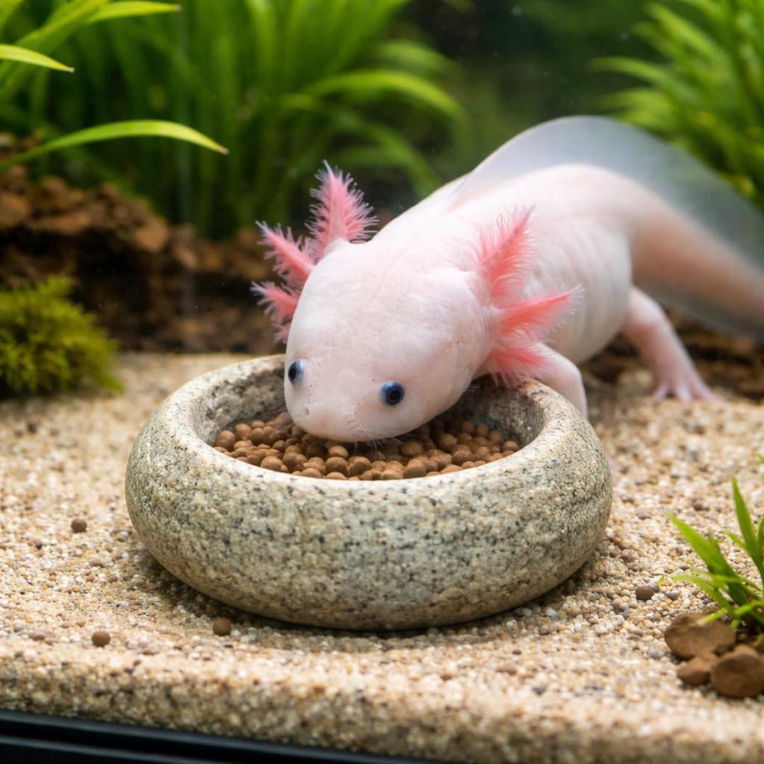 Axolotl Stone Feeding Bowl | Natural Rock Dish for Axolotl Tank ...