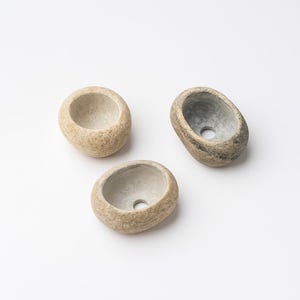 Miniature Stone Planter for Bookshelf Decor | Tiny Pebble Succulent Pot ...