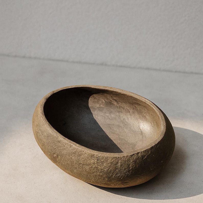 Handmade River Stone Bowl – Rustic Pebble Planter, Jewelry Catchall ...