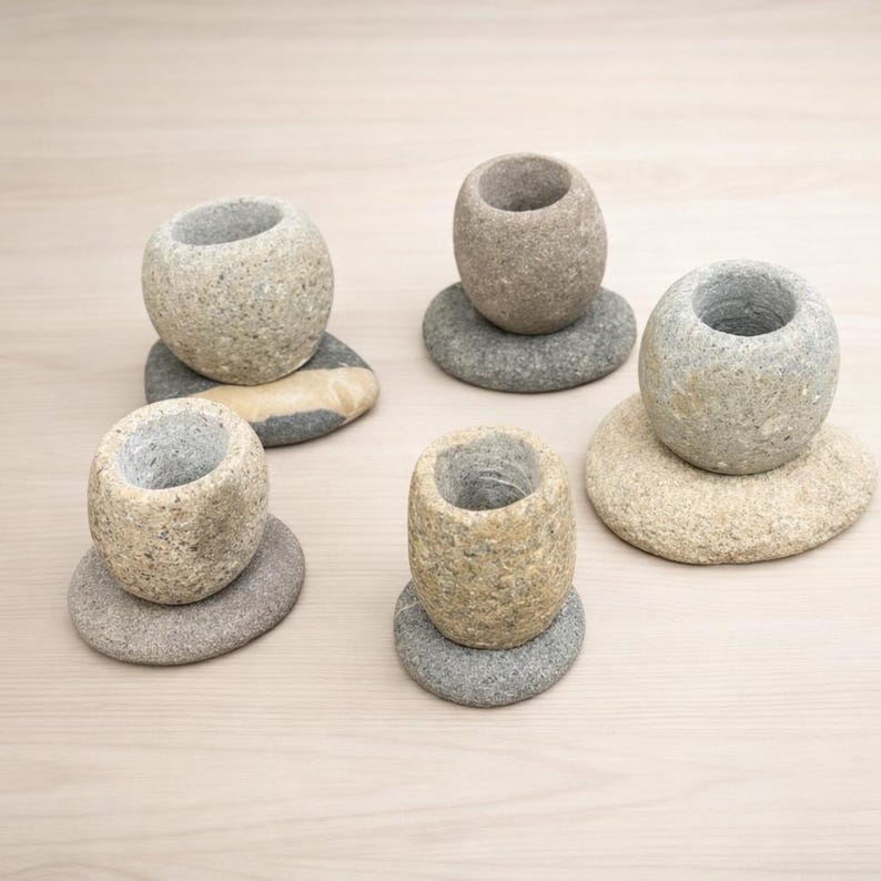 Mini Stone Planter for Succulents | Natural Pebble Succulent Pot With ...