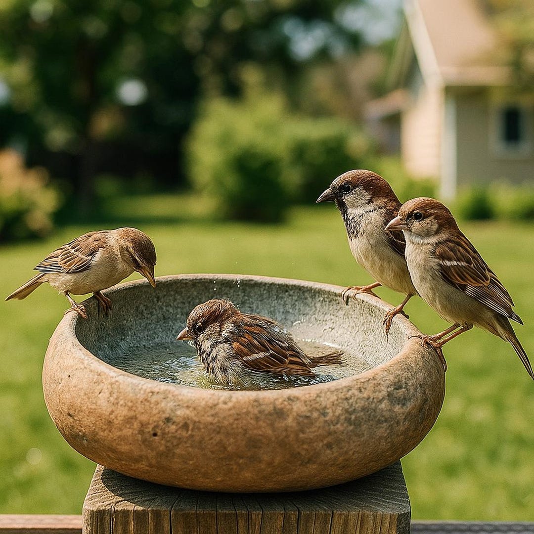 Natural River Stone Bird Bath Bowl – Handmade Bird Bath for Sparrows ...