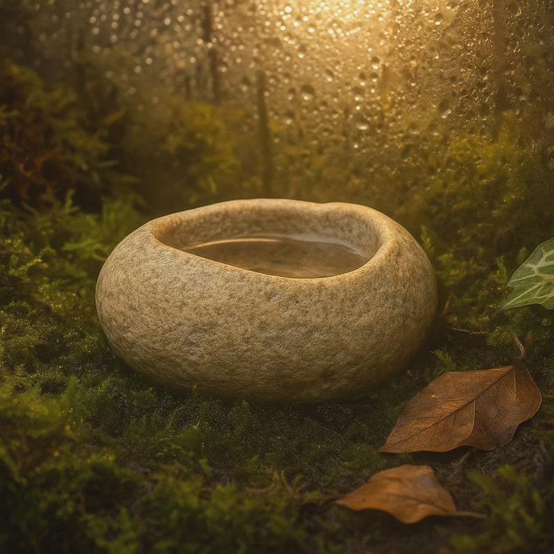 Natural Stone Frog Water Bowl | Handmade Pebble Dish for Amphibians ...