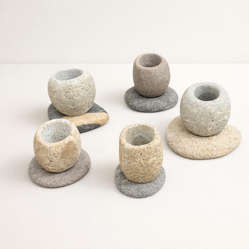 Mini Stone Planter for Succulents | Natural Pebble Succulent Pot With ...