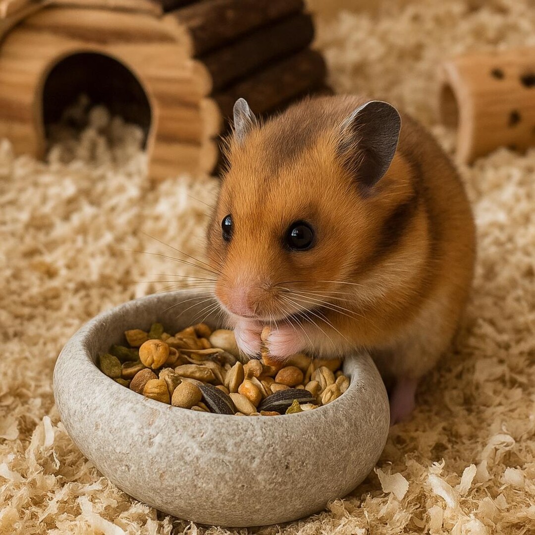Natural Stone Hamster Food Bowl | Handmade Pebble Dish for Small Pets ...