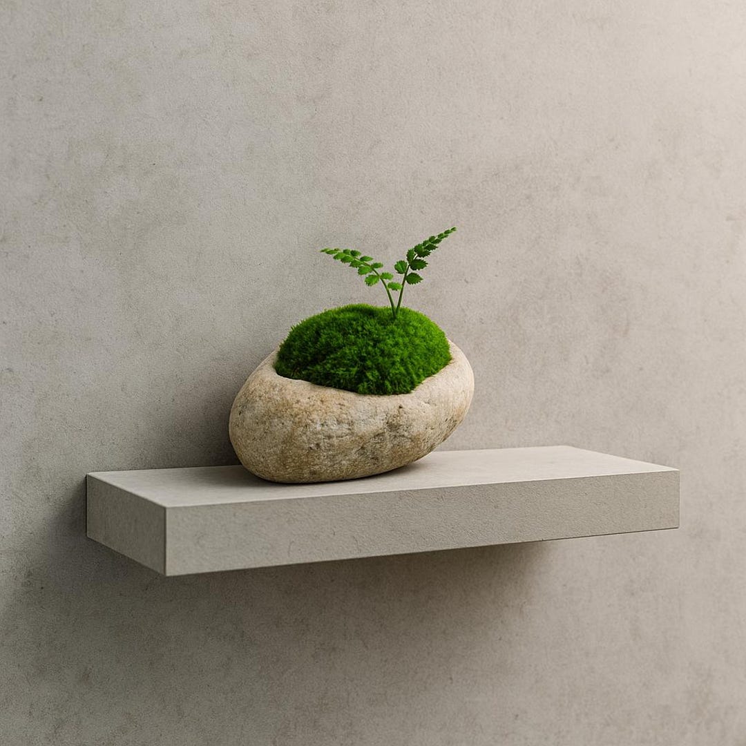 Miniature Stone Planter for Floating Shelf Decor | Tiny Pebble ...