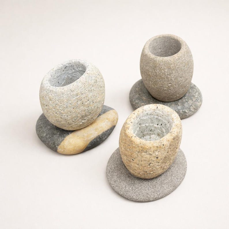 Mini Stone Planter for Succulents | Natural Pebble Succulent Pot With ...