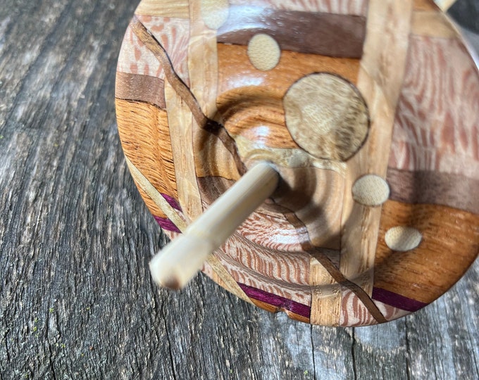 Drop Spindle, Art Deco Design in Mixed, Upcycled Woods for Spinning ...