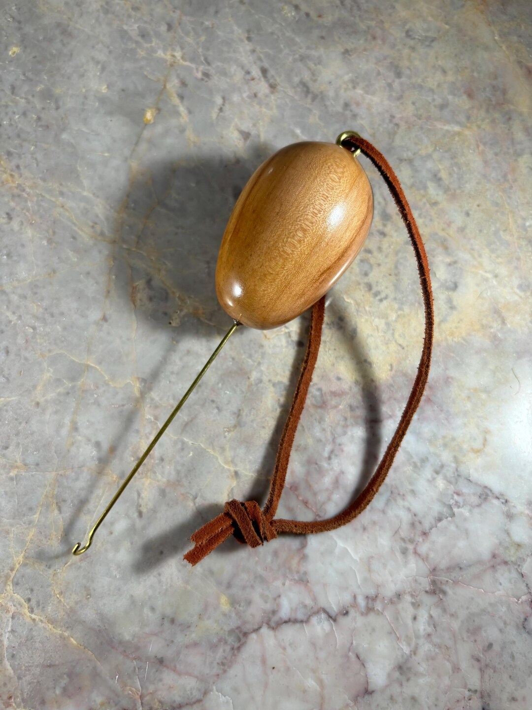 Egg Shaped E-spinner or Spinning Wheel Orifice Hook in Peach Wood - Etsy