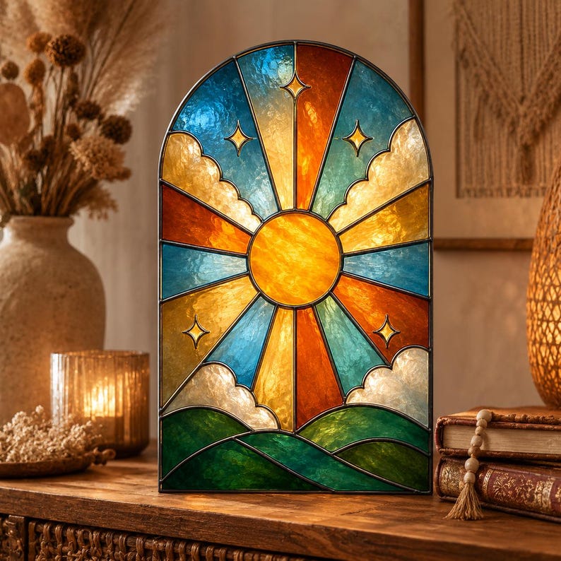 Sunburst Stained Glass Pattern Pdf, Suncatcher Template Instant ...