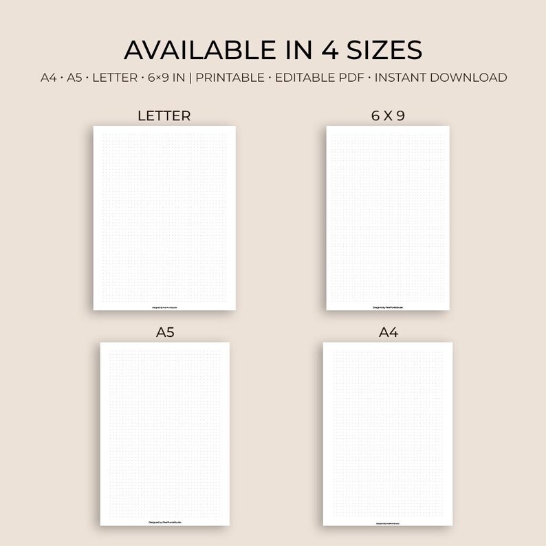 Small Dot Grid Paper | A4, A5, Letter, 6x9 (digital Download) - Etsy