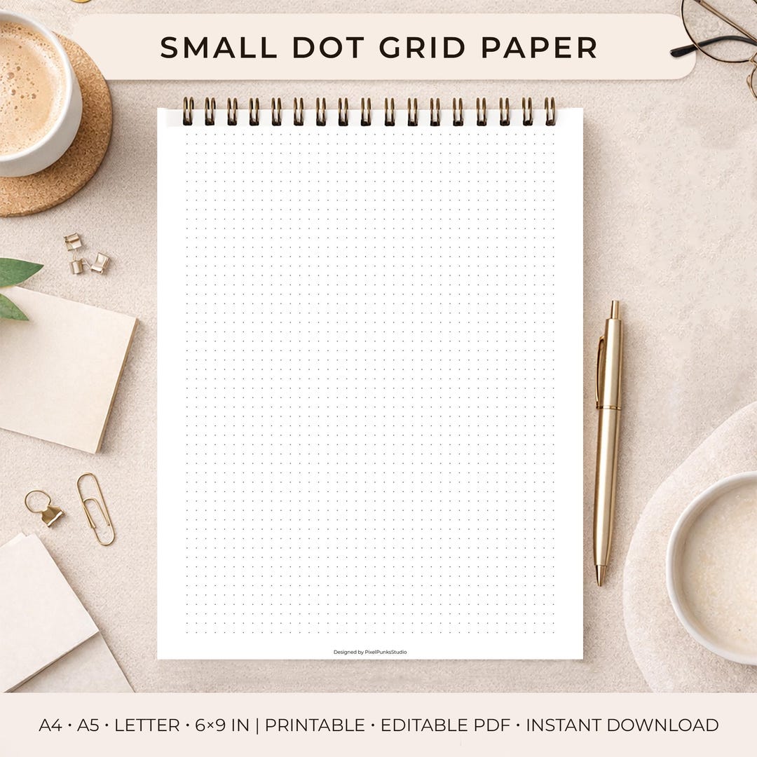 Small Dot Grid Paper | A4, A5, Letter, 6x9 (digital Download) - Etsy