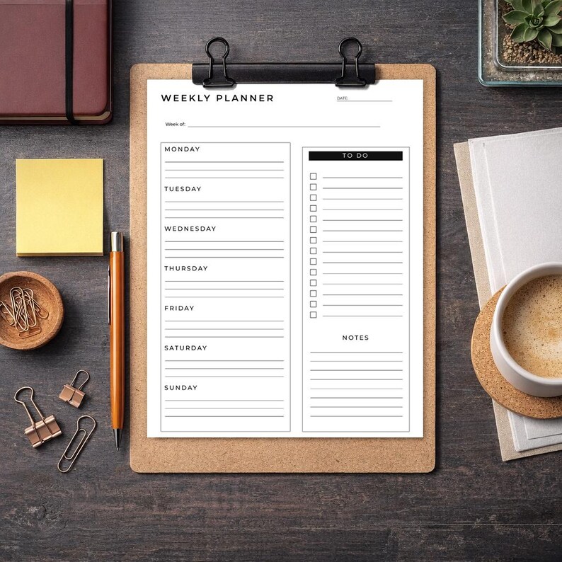 Minimal Weekly Planner Printable | A4 A5 US Letter, 6x9 (digital ...