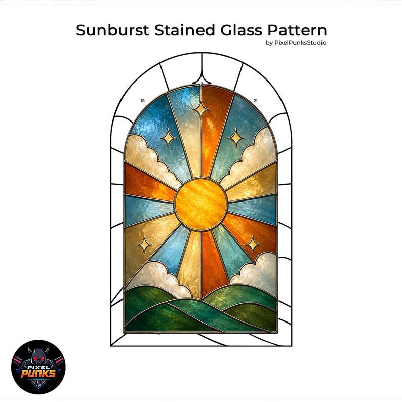 Sunburst Stained Glass Pattern Pdf, Suncatcher Template Instant ...