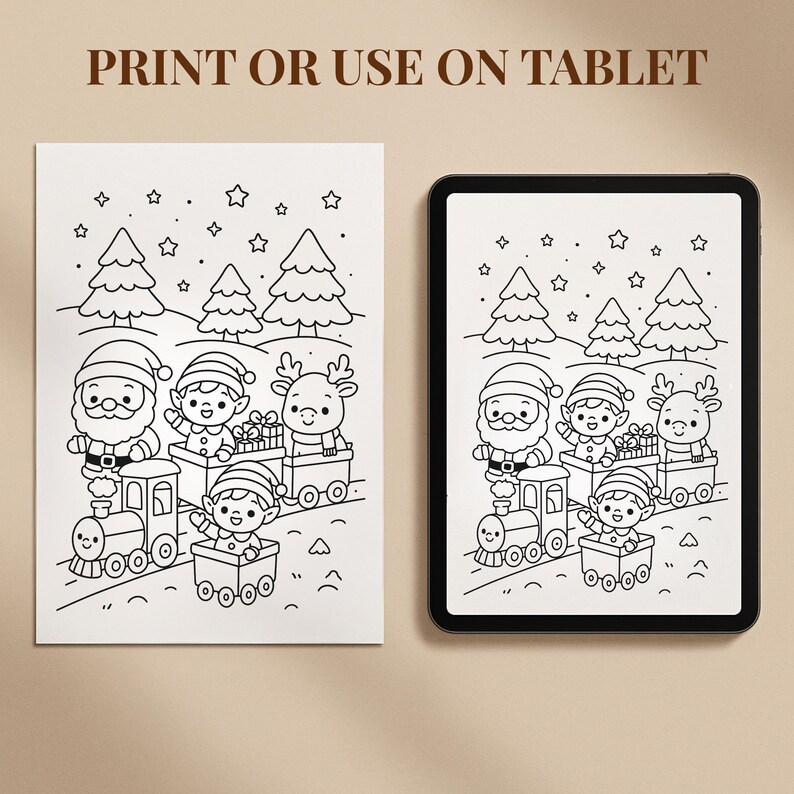 Santa & Friends Kawaii Christmas Coloring Book | Cute Holiday Coloring ...