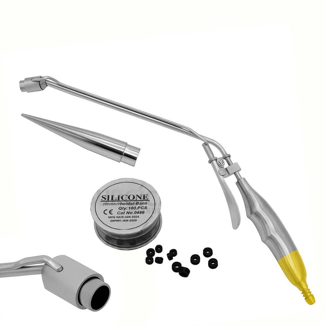 Hemorrhoid Suction Ligator Down Angle With 100 Latex Bands Surgical ...