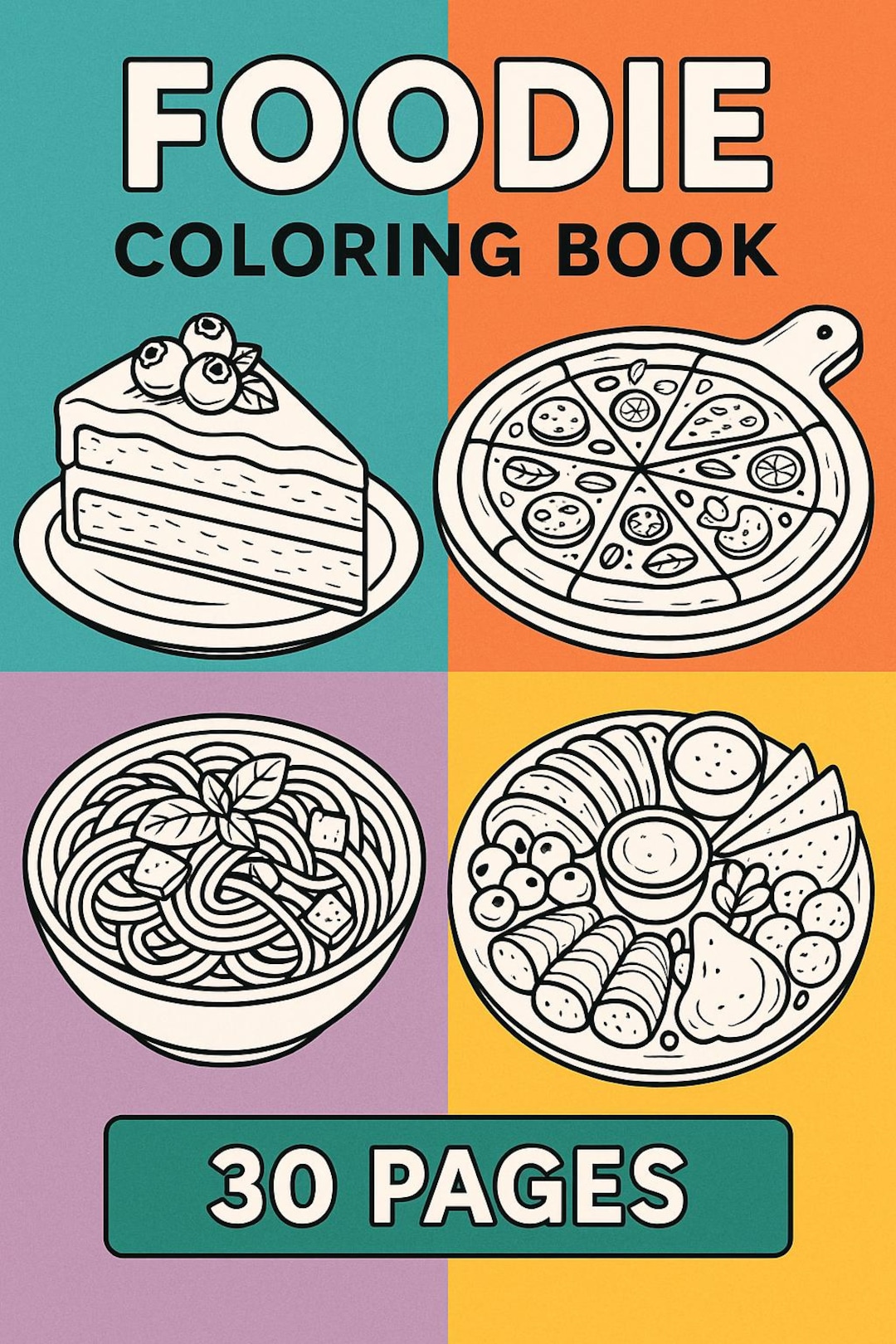 Foodie Coloring Book | 30 Printable Pages for Adults & Teens (PDF) - Etsy