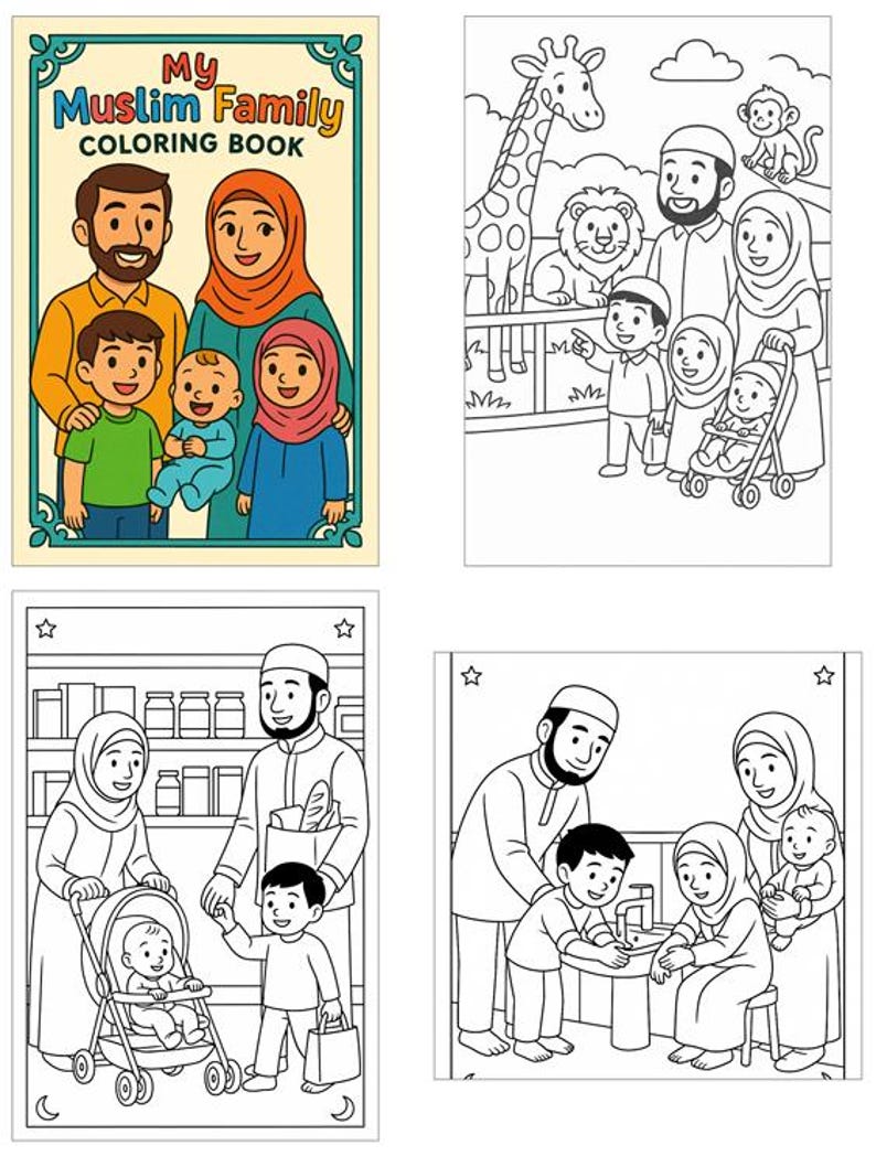 Islamic Coloring Book Bundle | Muslim Princess, Family, Dino Themes ...