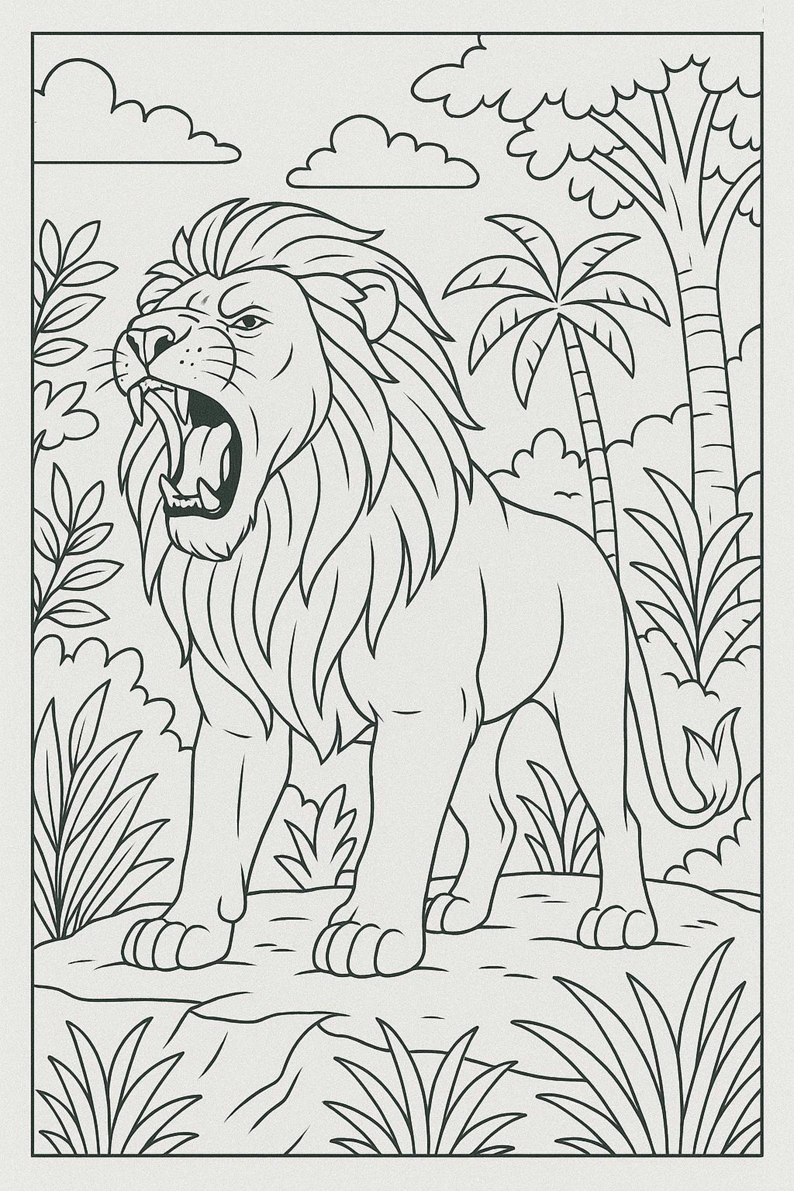 Lion Coloring Page - Printable Safari Animal Coloring Sheet for Kids ...