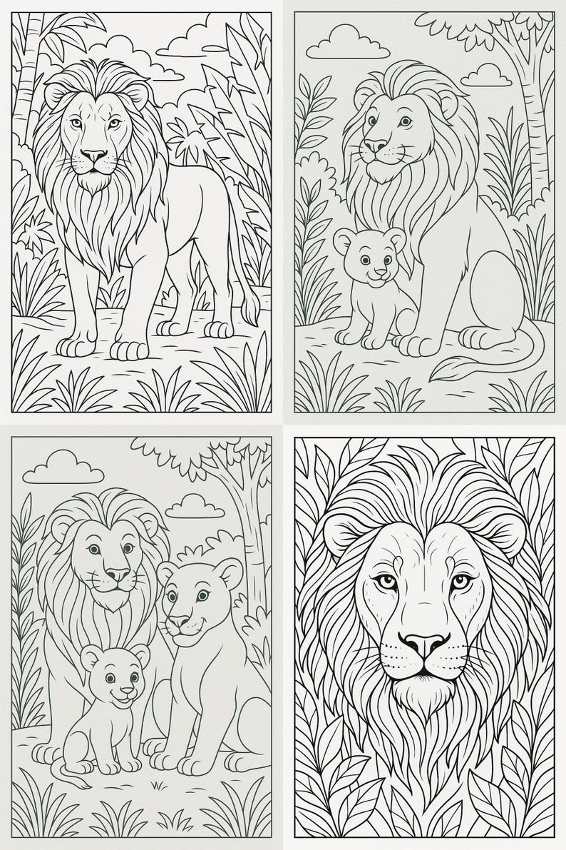 Lion Coloring Page - Printable Safari Animal Coloring Sheet for Kids ...
