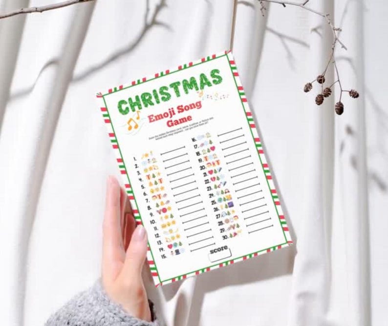 Christmas Song Emoji Game, Printable Holiday Party (instant Download ...