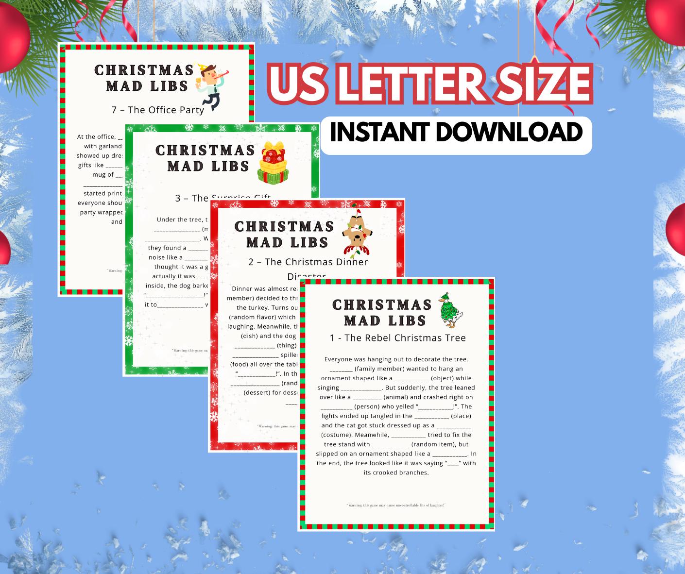 Christmas Mads Libs Pack – 7 Printable Holiday Party Games, PDF Instant ...