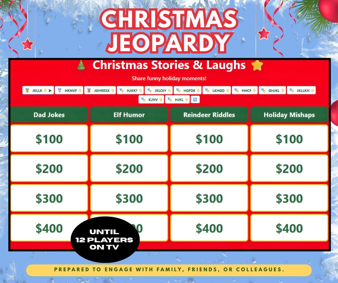 Christmas Jokes Jeopardy – Interactive Canva Game for Holiday Parties ...